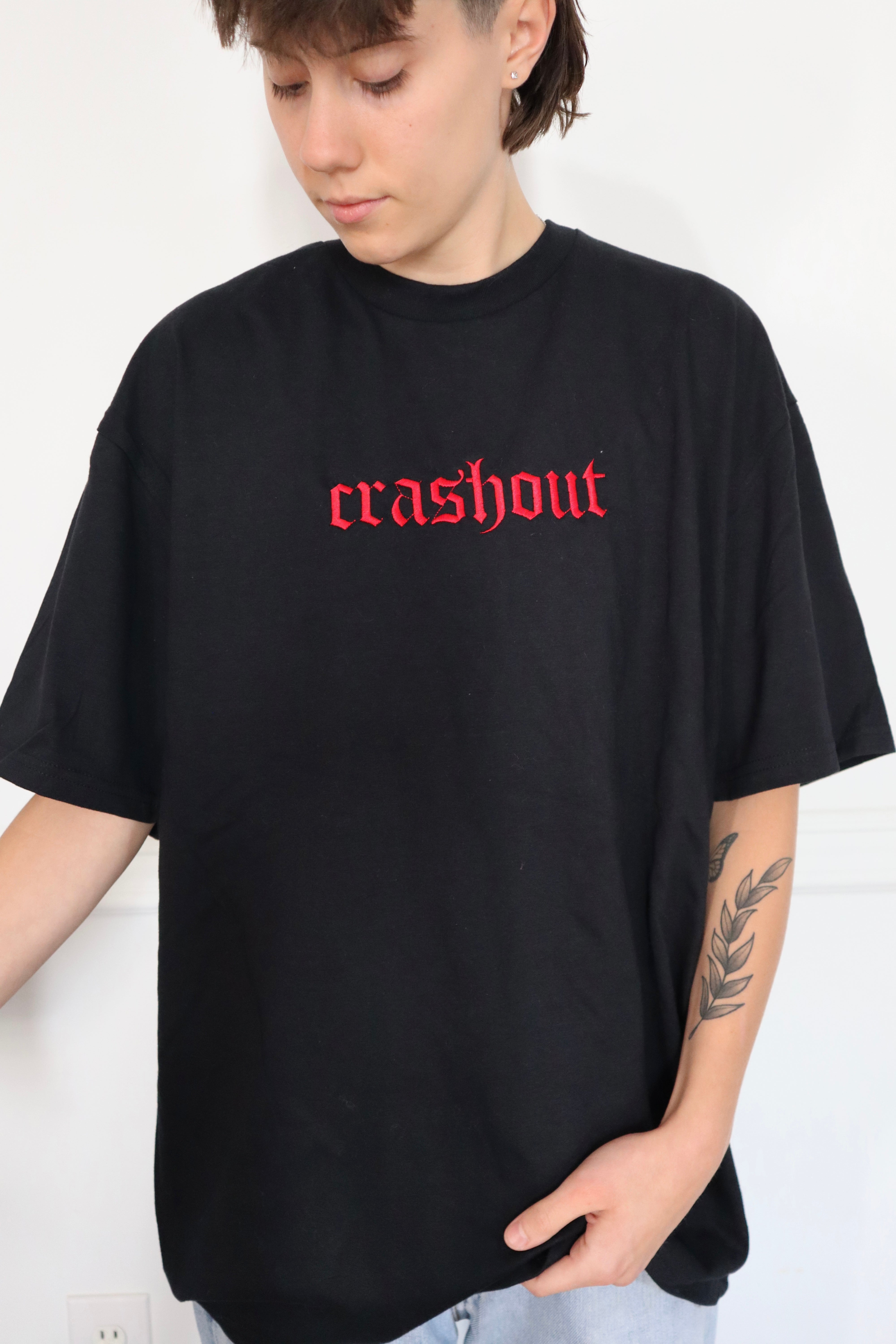 Embroidered 'Crashout' T-Shirt, Short Sleeve, Modern Classic fit, Unis ...